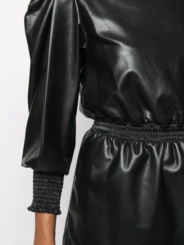Philosophy Di Lorenzo Serafini Faux-leather Mini Dress With Square Neckline