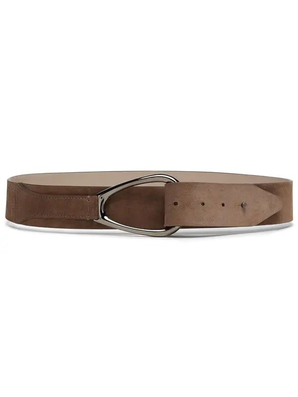 Brunello Cucinelli Suede Belt With Triangle Buckle
