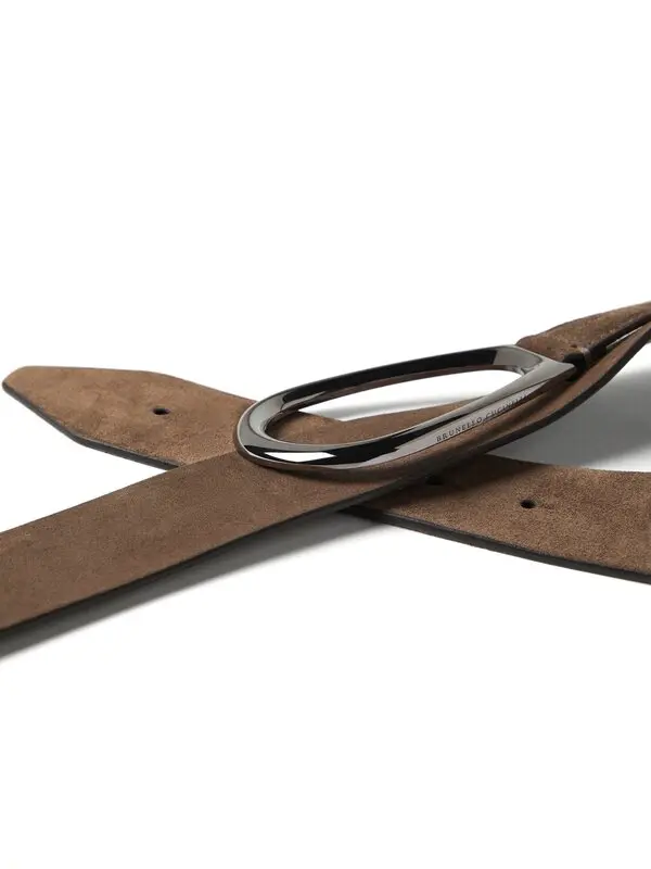 Brunello Cucinelli Suede Belt With Triangle Buckle