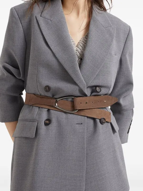 Brunello Cucinelli Suede Belt With Triangle Buckle