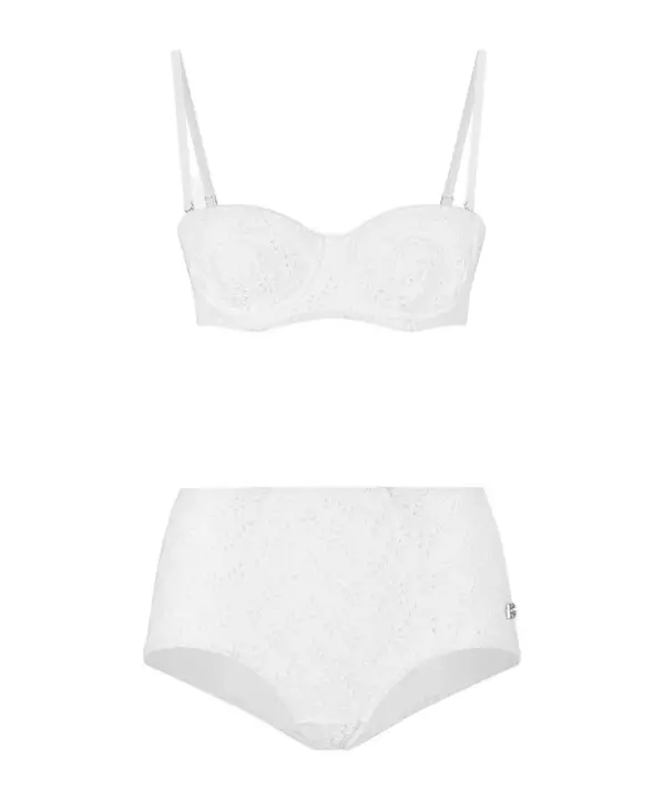 Dolce & Gabbana Broderie Anglaise Balconette Bikini Set - White