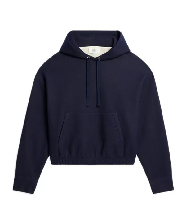 AMI Paris Drop Shoulder Drawstring Hoodie - Black