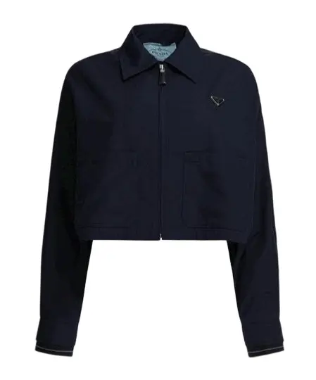 Prada Triangle Logo Zip-up Cropped Jacket