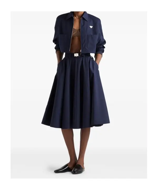 Prada Triangle Logo Zip-up Cropped Jacket