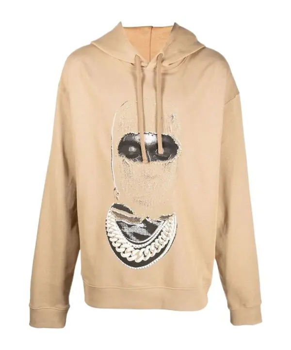 IH NOM UH NIT Graphic-print Long-sleeve Hoodie - Beige