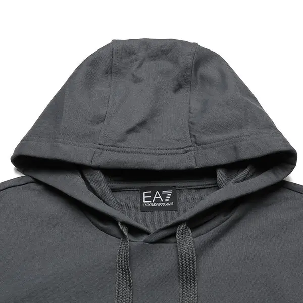 EA7 Long-sleeved Hooded Sweater With Logo Detail - Black