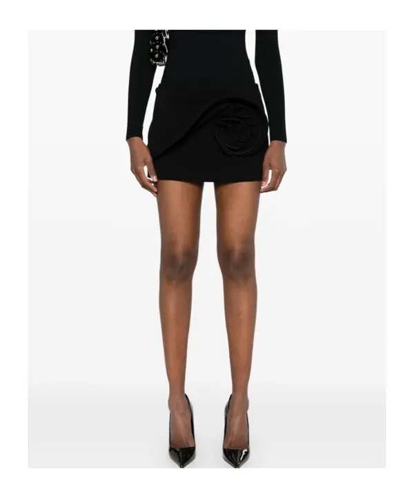 Magda Butrym Low Waist Floral Patch Mini Skirt - Black