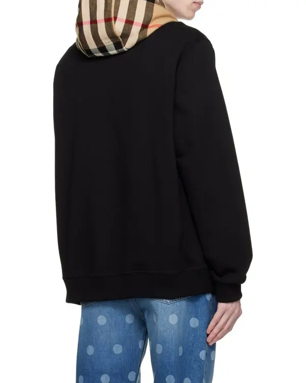 Burberry Drawstring Hoodie With Contrast Plaid Lining