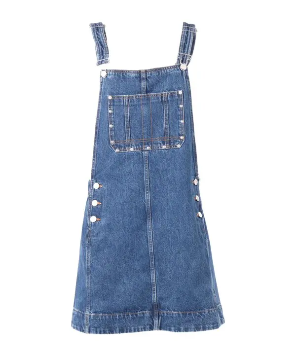 7 For All Mankind Back-belted Denim Pinafore Dress - Blue