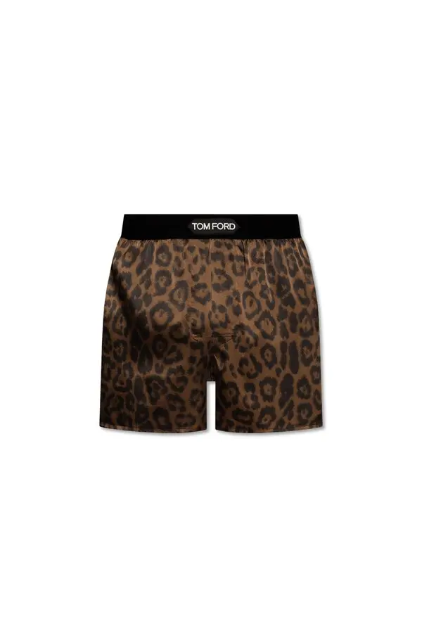 TOM FORD Leopard-print Stretch-silk Boxers - Black