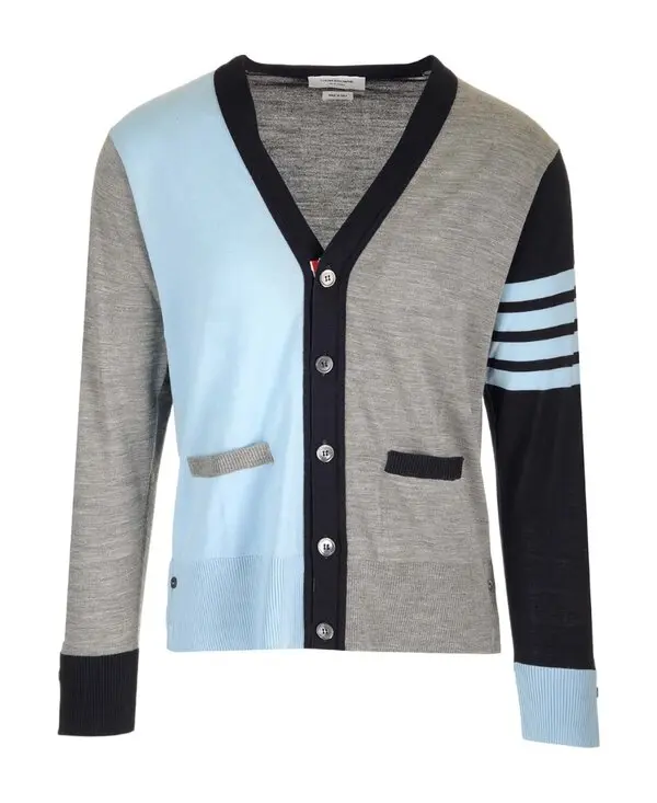 Thom Browne Colour-block Knit V-neck Cardigan