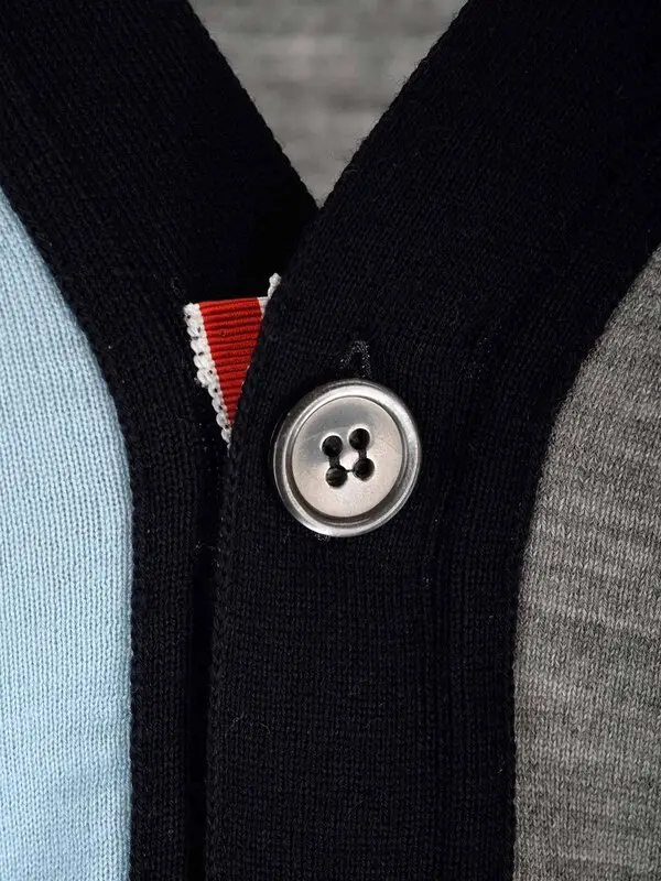 Thom Browne Colour-block Knit V-neck Cardigan