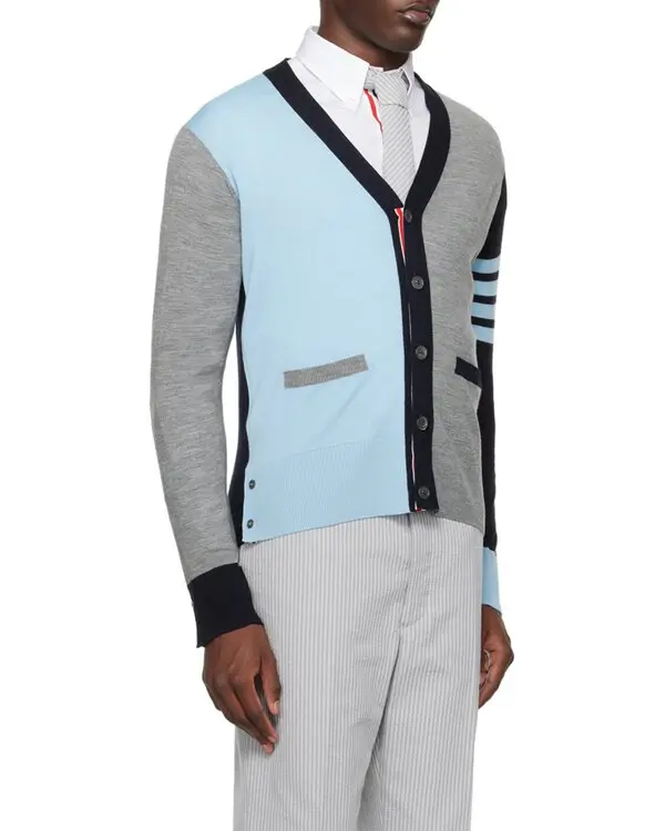 Thom Browne Colour-block Knit V-neck Cardigan