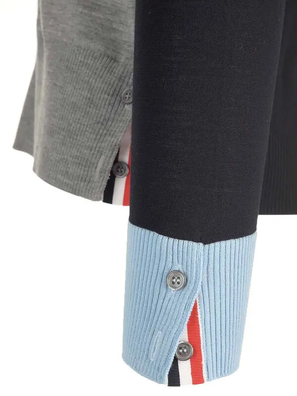 Thom Browne Colour-block Knit V-neck Cardigan