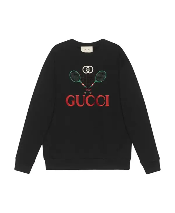 Gucci Oversized Tennis Embroidery Sweatshirt - Black