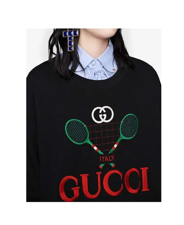 Gucci Oversized Tennis Embroidery Sweatshirt