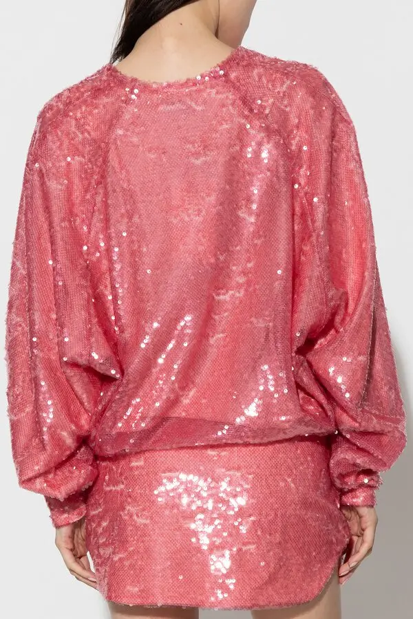 Attico Gael Sequin-embellished V-neck Mini Dress - Red