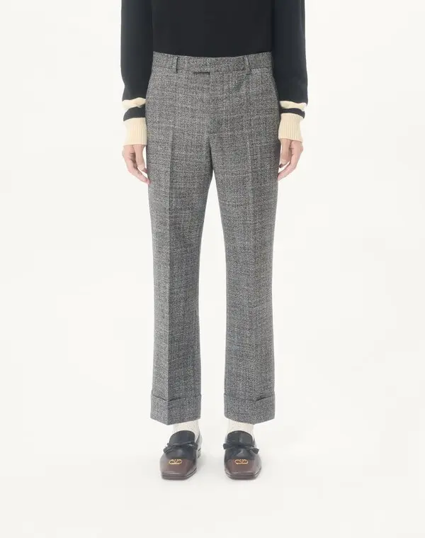 Valentino Garavani Mouliné Wool Trousers With Turn-ups