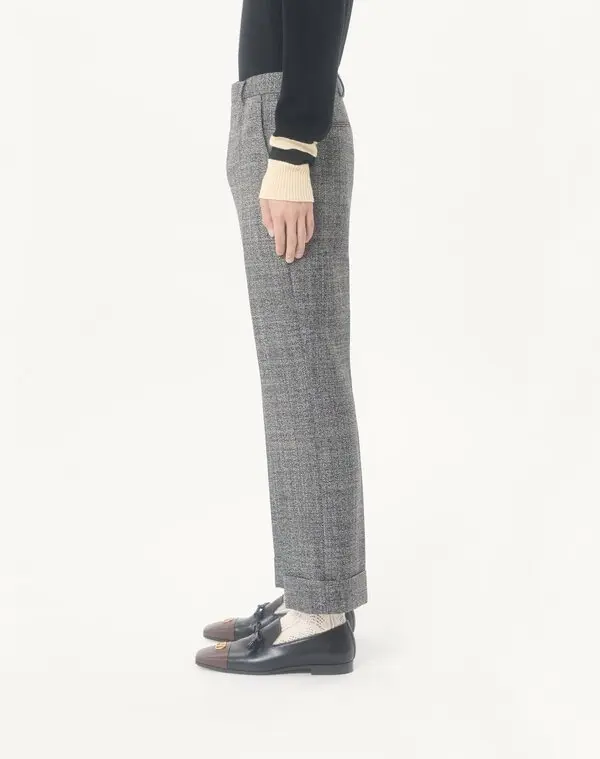 Valentino Garavani Mouliné Wool Trousers With Turn-ups