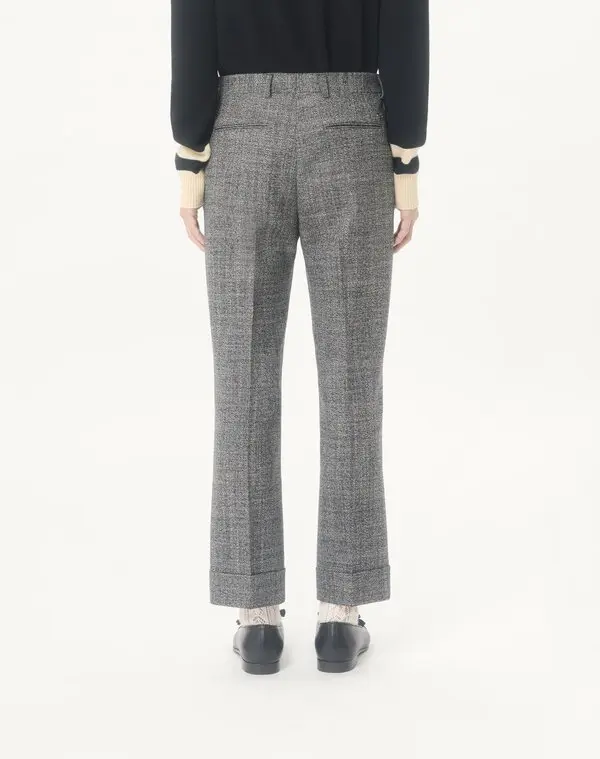 Valentino Garavani Mouliné Wool Trousers With Turn-ups