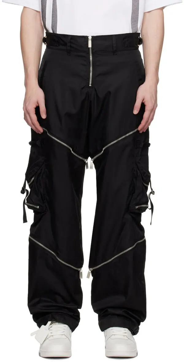 Off-White Zip Detailed Straight Leg Pants - Black