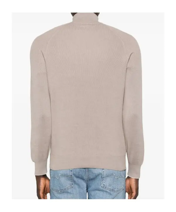 Brunello Cucinelli Ribbed Half-zip Sweater - Nude