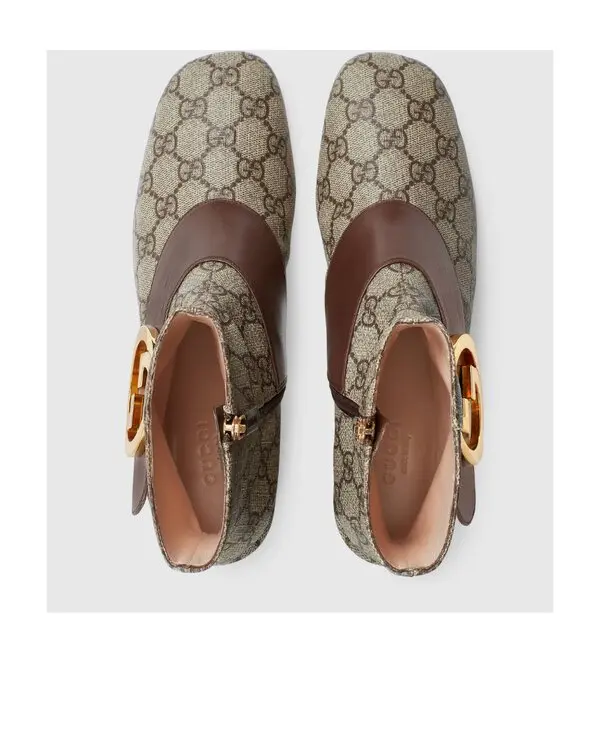 Gucci Blondie Gg Supreme Ankle Boots With Gold-tone Interlocking G Detail