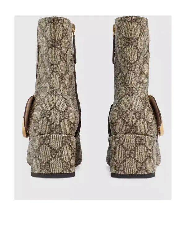 Gucci Blondie Gg Supreme Ankle Boots With Gold-tone Interlocking G Detail