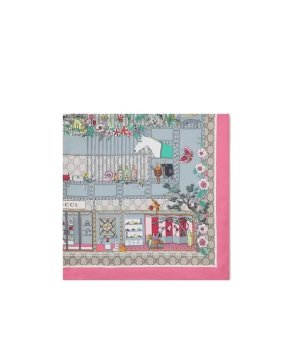 Gucci Printed Silk Twill Carr - Gray