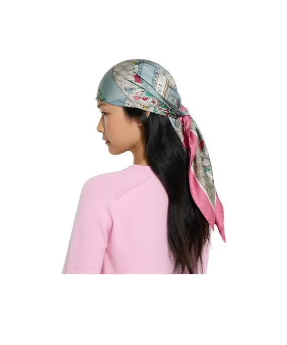 Gucci Printed Silk Twill Carr - Gray