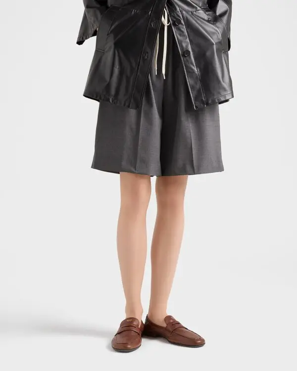 Prada Elasticated Waistband Shorts With Flap Pockets - Black