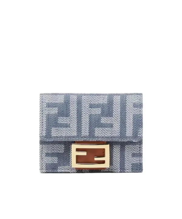 Fendi Baguette Logo Compact Wallet - Blue