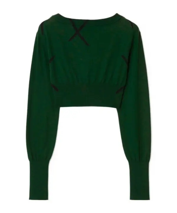 Burberry Argyle Knitted Cropped Crewneck Jumper - Ivy