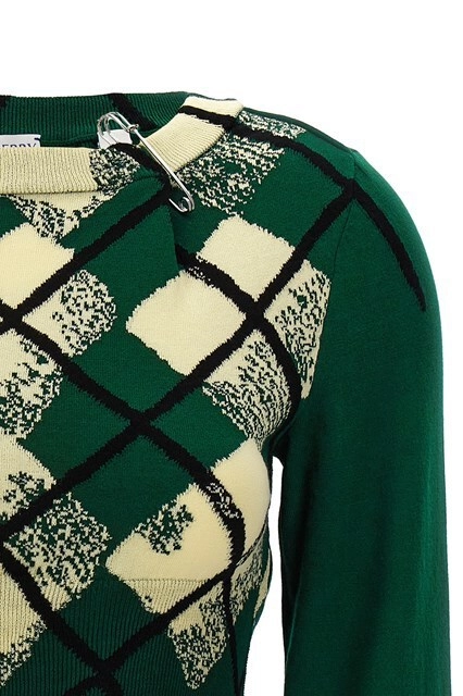 Burberry Argyle Knitted Cropped Crewneck Jumper - Ivy