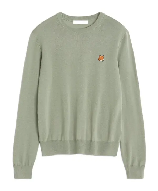 Maison Kitsuné Fox Head Regular Jumper - Laurel Green