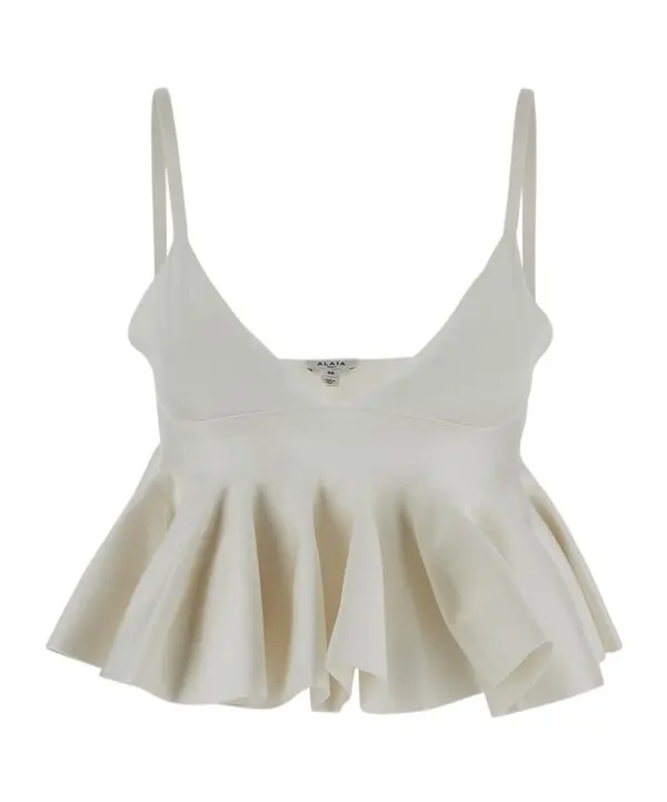 Alaïa Godet Knitted Bra Top - Gray