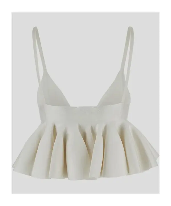 Alaïa Godet Knitted Bra Top - Gray