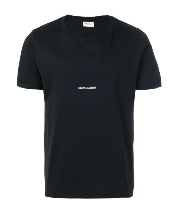 Saint Laurent Logo Printed Crewneck T-shirt - Black
