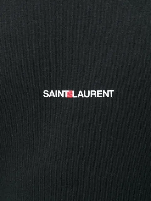 Saint Laurent Logo Printed Crewneck T-shirt - Black
