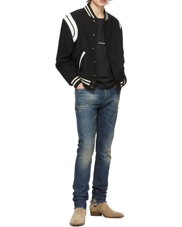 Saint Laurent Logo Printed Crewneck T-shirt - Black