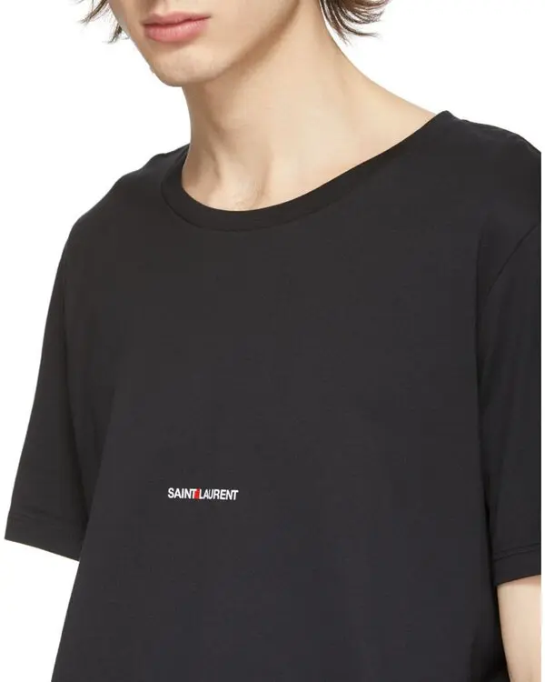 Saint Laurent Logo Printed Crewneck T-shirt - Black