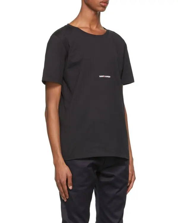 Saint Laurent Logo Printed Crewneck T-shirt - Black