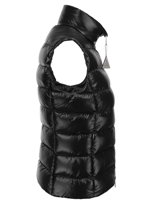 Moncler Ghany Logo Patch Zip-up Padded Vest - Black