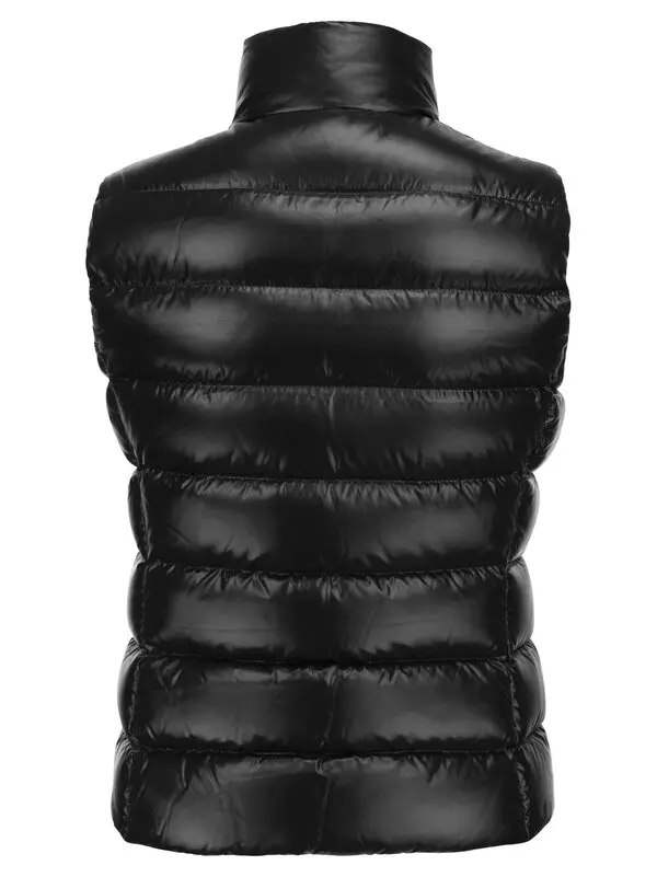 Moncler Ghany Logo Patch Zip-up Padded Vest - Black