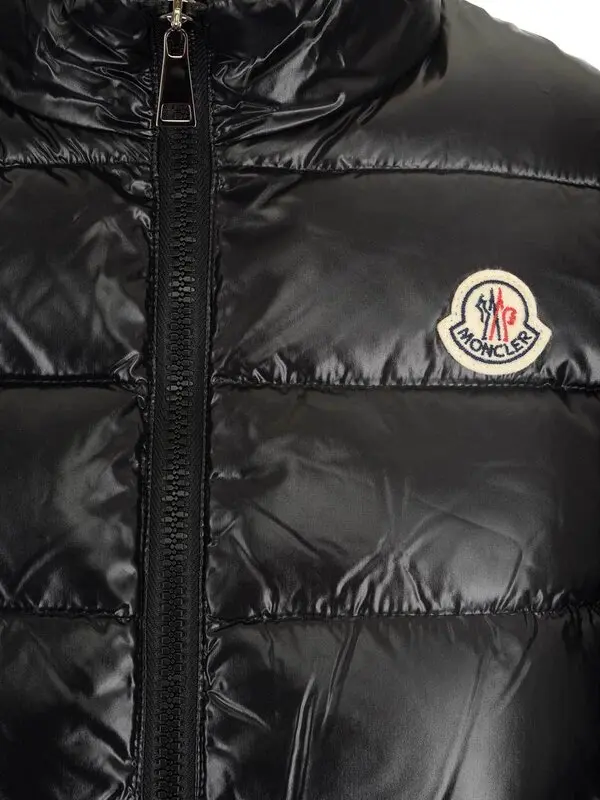 Moncler Ghany Logo Patch Zip-up Padded Vest - Black