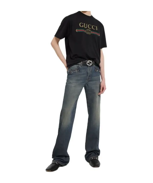 Gucci Logo Printed Jersey T-shirt - Black