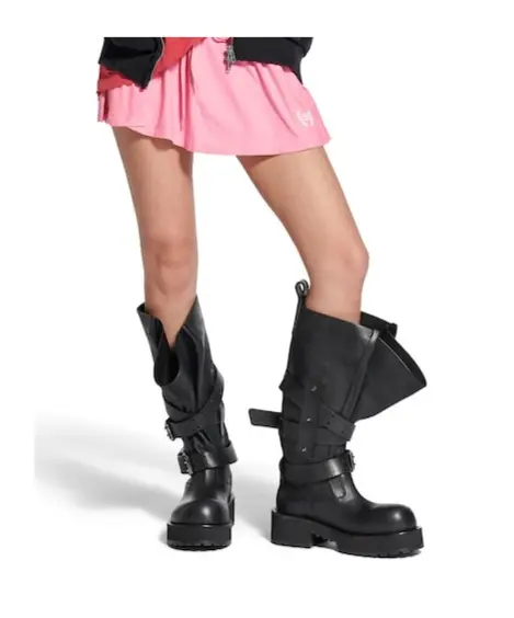 Balenciaga Buckled Round-toe Leather Boots - Black