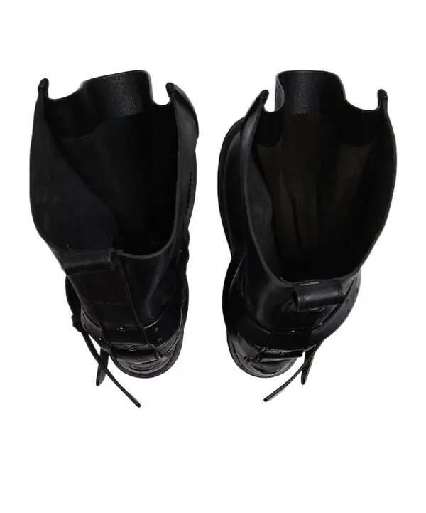 Balenciaga Buckled Round-toe Leather Boots - Black