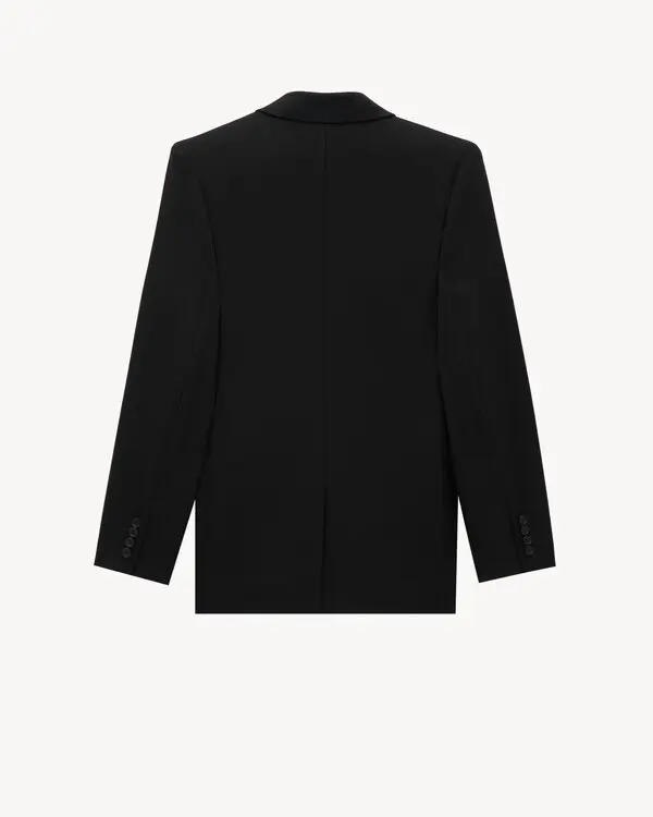 Saint Laurent Cassandre Double-breasted Wool Gabardine Blazer - Black
