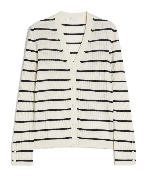 Max Mara Striped V-neck Cardigan - Ivory